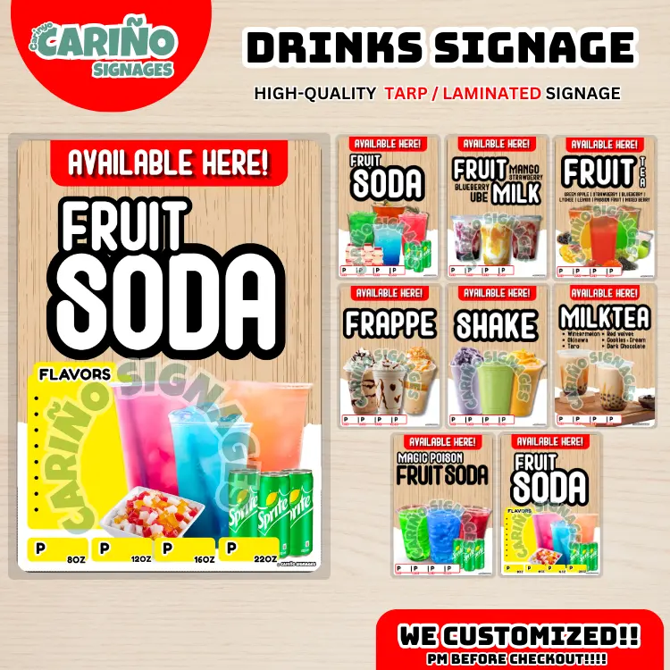 Laminated - Fruit Soda Menu Signage | Iced Coffee Menu Signage - TikTok ...
