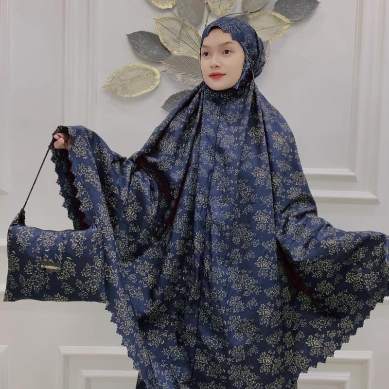 Mukena Dewasa Bahan Adem Foil Motip Bunga Sakura Gold Mewah Lasercut ...