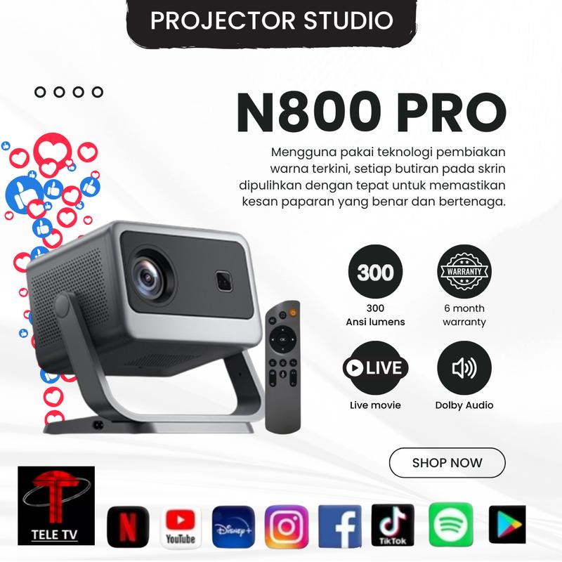 NEXGEN N800 PRO Projector Home Ultra HD Smart Projector Decoding - TikTok Shop Malaysia