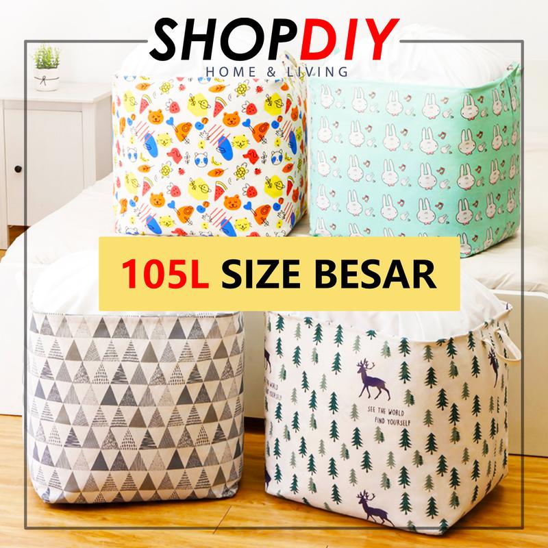 SHOPDIY Bakul Dobi 105L Kapasiti Ekstra Besar Beg Simpanan Baju ...