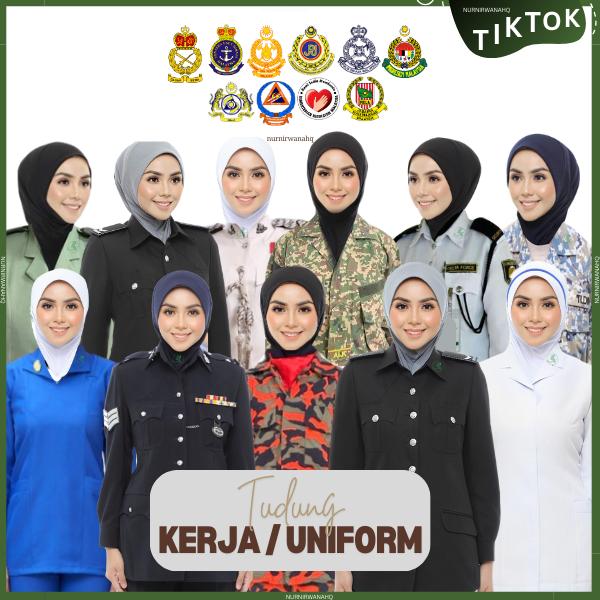 Tudung Kerja / Uniform/ Jabatan/ Lycra / Polis / Imigresen /Navy ...