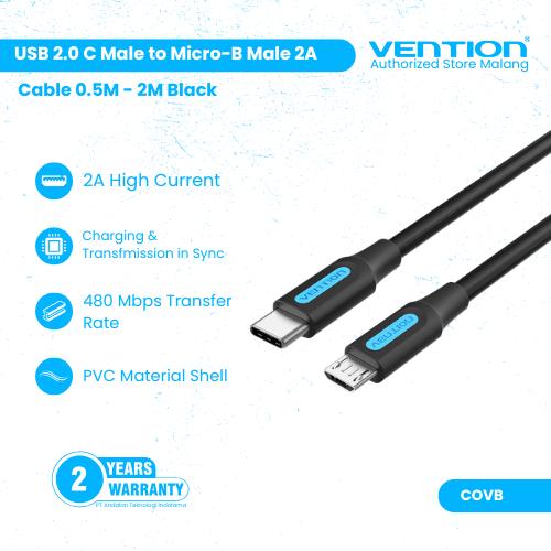 Promo Vention Kabel Charger USB Type C to Micro 2A - COV - black, 2m ...