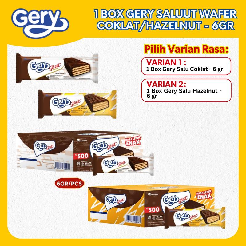 Gery - 1 BOX Gery Saluut Wafer Coklat/HAZELNUT - 6gr [PILIH VARIAN RASA ...