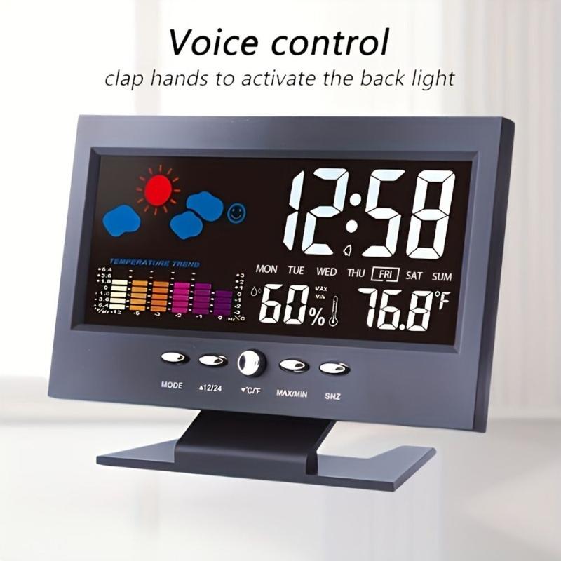 Multipurpose Perpetual Calendar LED Weather Clock Voice-Activated ...