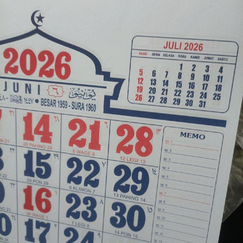 Kalender Kerja Arab (TH) Ukuran Medium Tahun 2026 [Terima Cetak ...