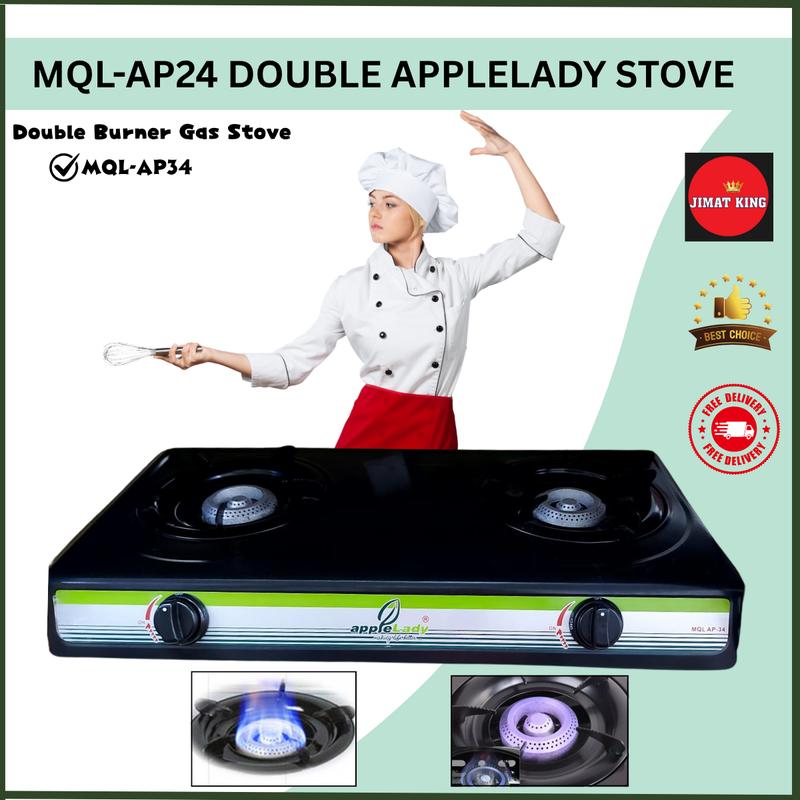 MQL-AP34 Double Burner Gas Stove Steel Glass Cooker Flame Table ...