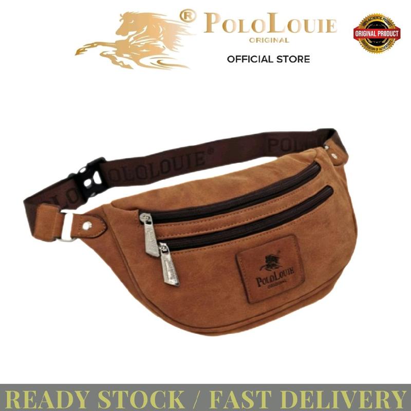 Original Polo Louie Men Elegant Leather Zipper Waist Pouch Bag - TikTok ...