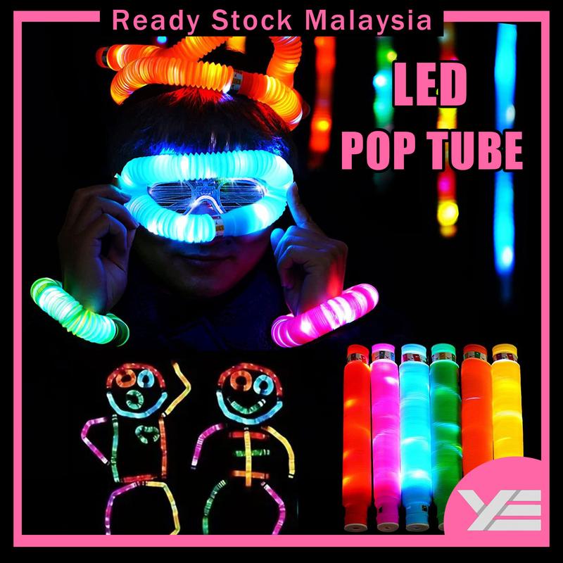 YEESTORE 1 Pcs LED Pop Light Tubes Sensory Toy Pull Stretch Tube ...
