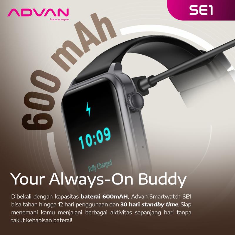 SMARTWATCH ADVAN SE1 AI VOICE ASSISTANT IPS 1.83” BLUETOOTH CALL ...