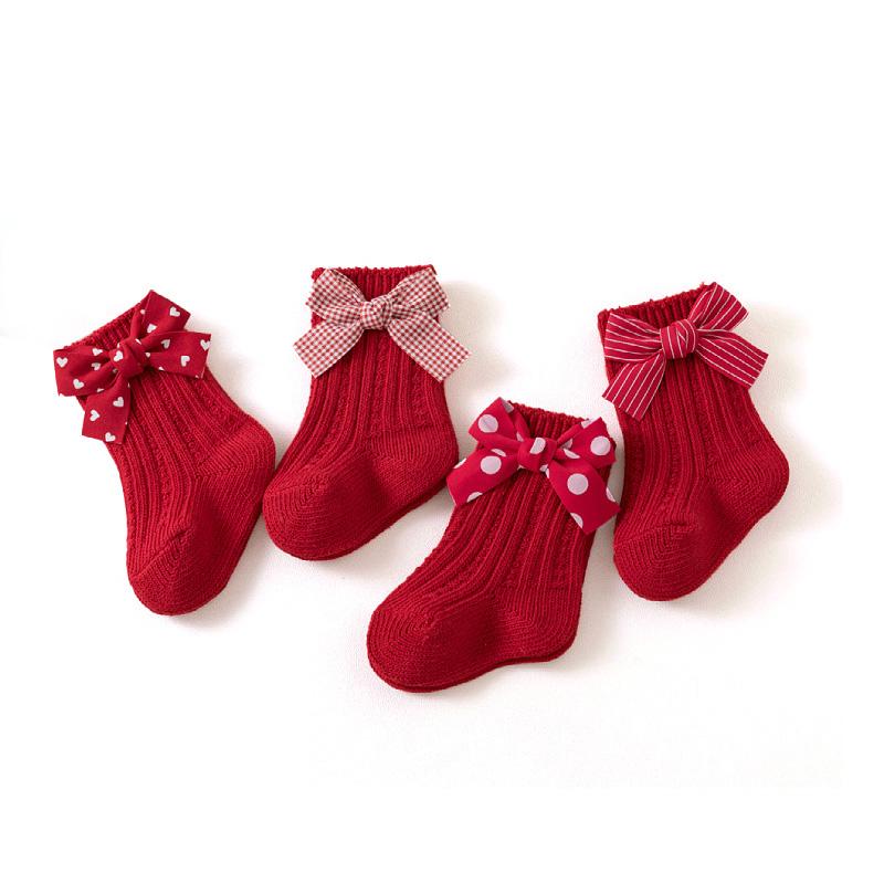 Red Baby Socks for Boys Girls Soft Cotton Newborn New Year Short ...