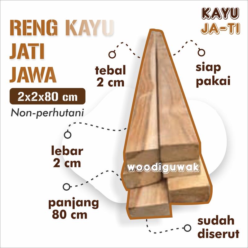 Reng Stick Kayu Jati Jawa Allgrade Bahan Kerajinan Ukuran 2x2x80 - Shop ...