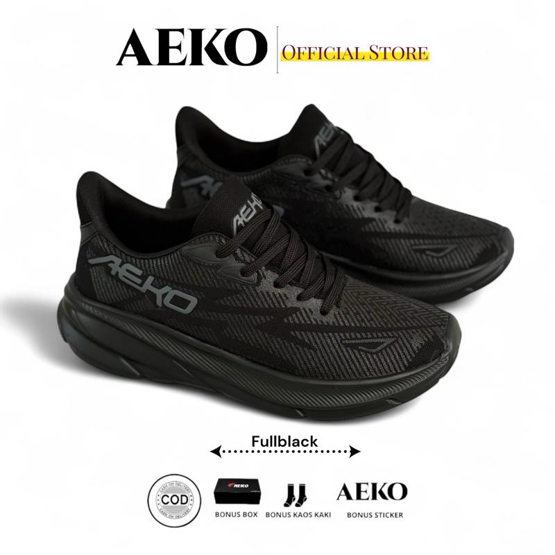 Sepatu Joging Runing Aeko Fellout fullblack couple Papa mama kids ...