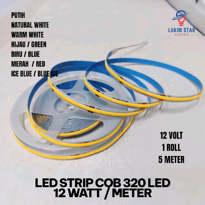 Jual LAMPU LED STRIP COB DC 12 VOLT 320LED/ LAMPU STRIP LIGHT LED MATA ...