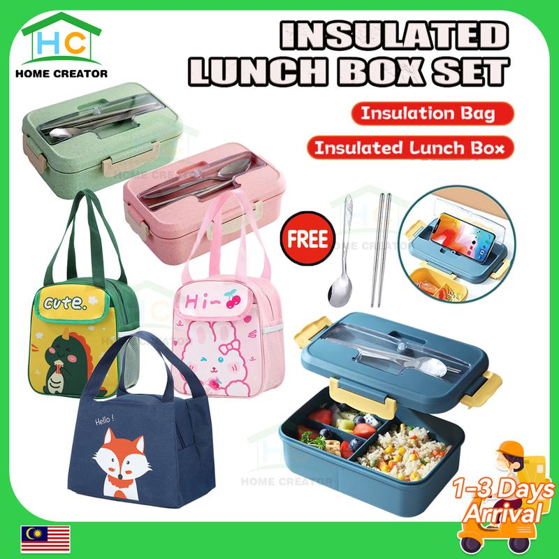 Heat Insulated Canvas Cloth 1000ml Lunch Box Zipper Bag Reusable ...