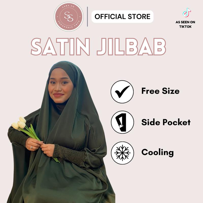 SABA Satin Jilbab Prayer Set with Pocket - TikTok Shop Singapore