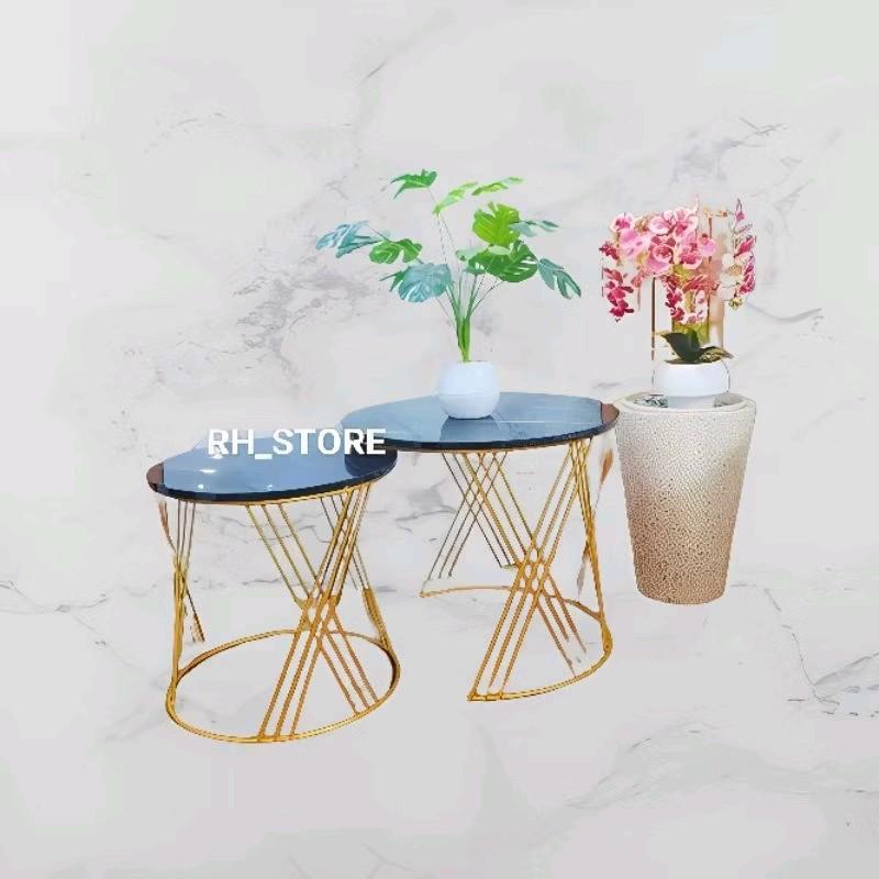 MEJA ROUND 1 SET MEJA RUANG TAMU / MEJA ESTETIC TERBARU - Shop | Tokopedia