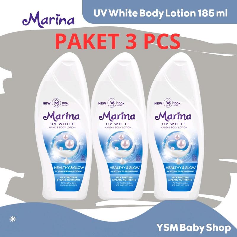 [PAKET 3 BOTOL] Marina UV WHITE Healthy and Glow 185 ML - Shop | Tokopedia