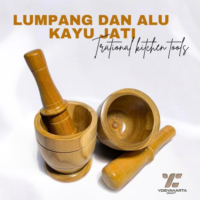 LUMPANG ALU KAYU JATI Asli PREMIUM ukuran Besar dan Kecil Perlengkapan ...