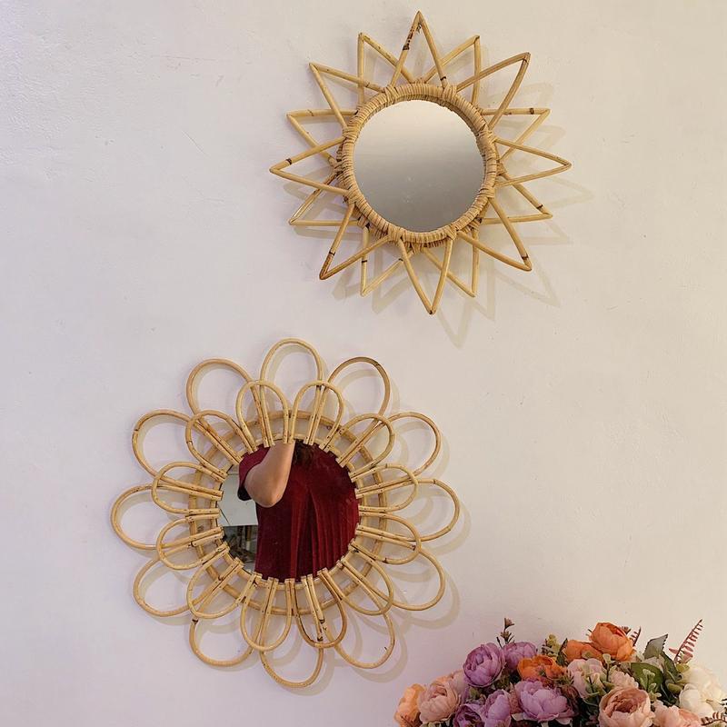 Cermin Rotan Kaca Rotan Dekorasi Cermin Dinding - Shop | Tokopedia