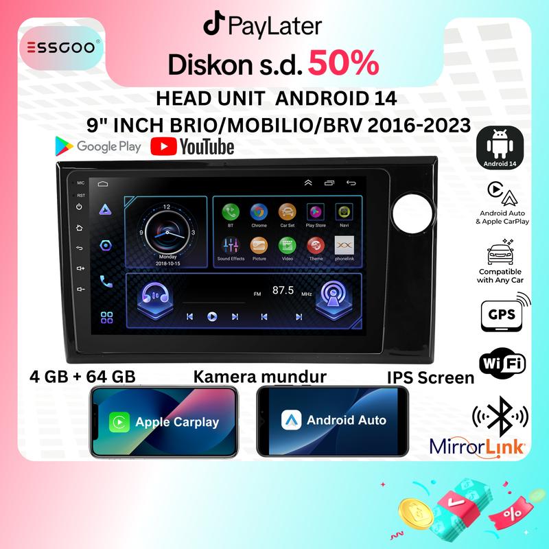 ESSGOO Head Unit Untuk Honda Brio Mobilio Brv 2016-2023 9 Inch - Shop ...
