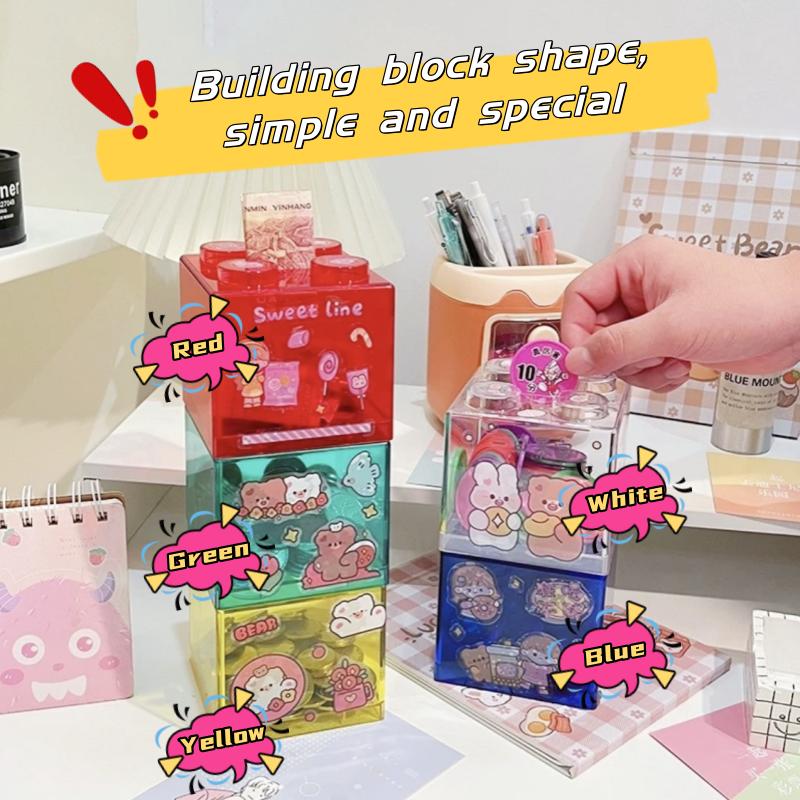 Stackable Coin Saving Box Blocks Shape Money Bank Storage Boxes ...