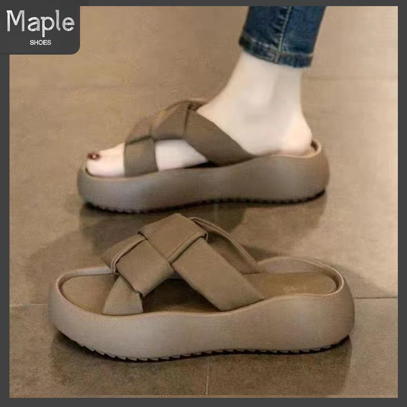 Korean Slippers For Women Square Weave Flat Slippers for Casual ...