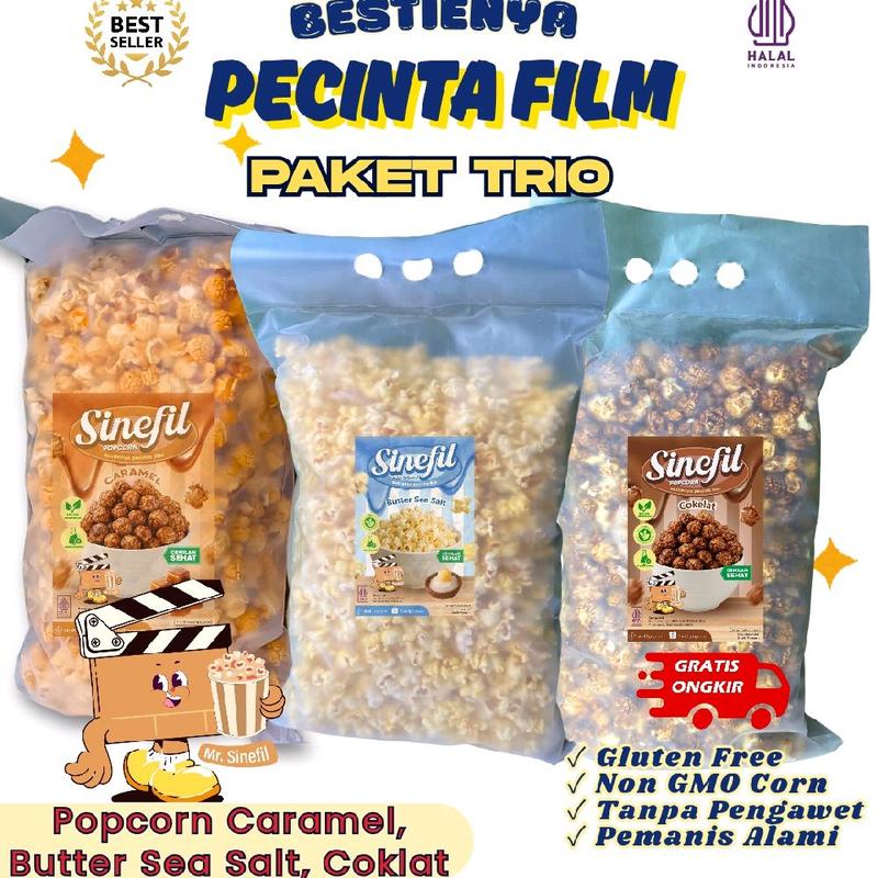 [Paket Trio] Sinefil popcorn Caramel, butter sea salt, coklat- - Shop ...