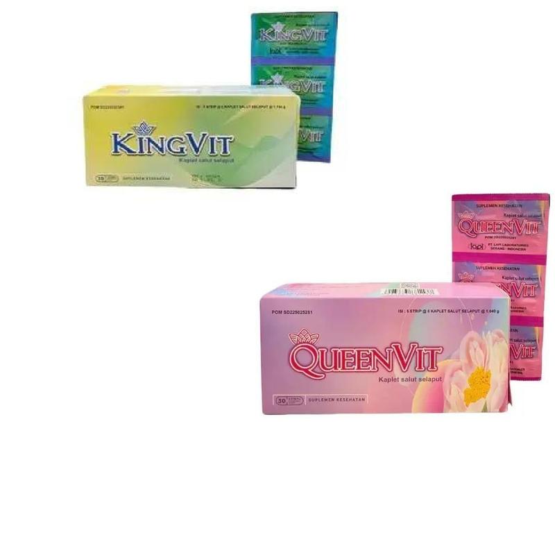 Kingvit & Queenvit Isi 30 Tablet - Vitamin Promil Untuk Pria dan Wanita ...
