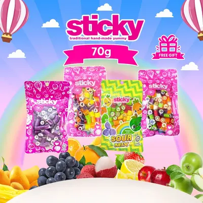 [Free Gift] 70gm Sticky Candy Mix Rock Gula-Gula Masam Manis Food ...