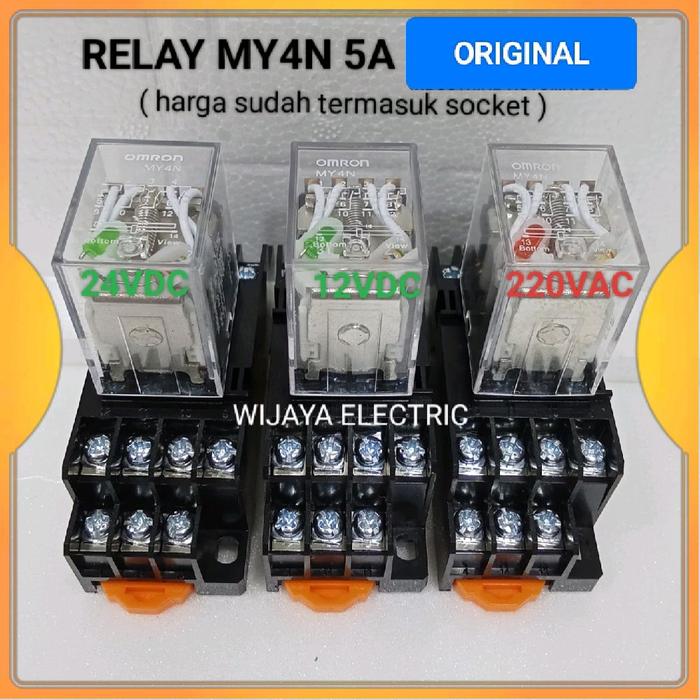 Jual Relay Omron my4/my4n 220vac 24vdc 12vdc include socket / Relay ...
