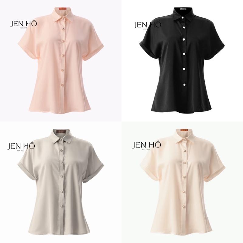 Jen Ho Tailored Short sleeve silk shirt Plus size (109) - TikTok Shop ...