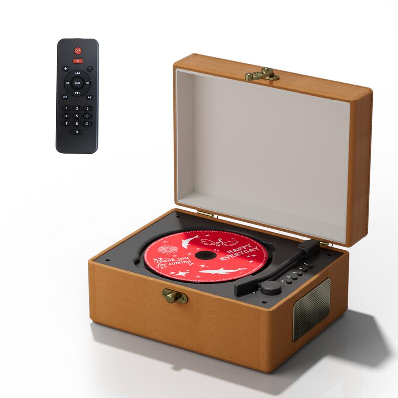 Yintiny Rechargeable Leather CD Player with Speakers; Bluetooth ...