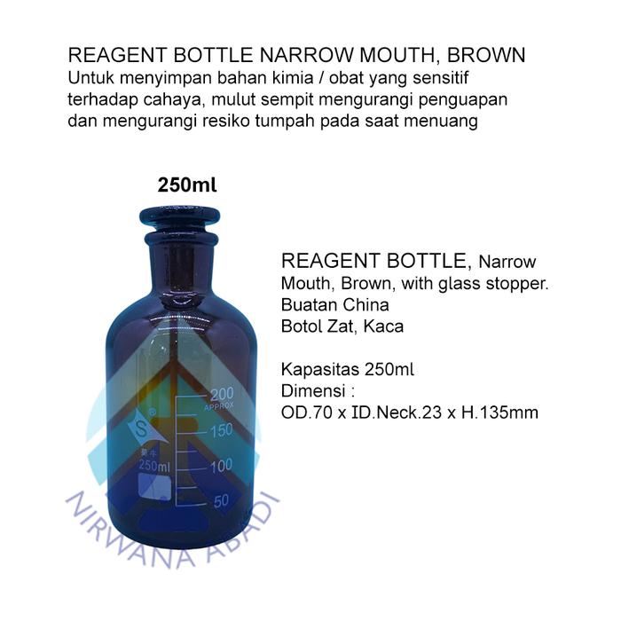 Jual Botol Reagen Coklat Mulut Sempit RRT, Reagent Bottle Amber Narrow ...