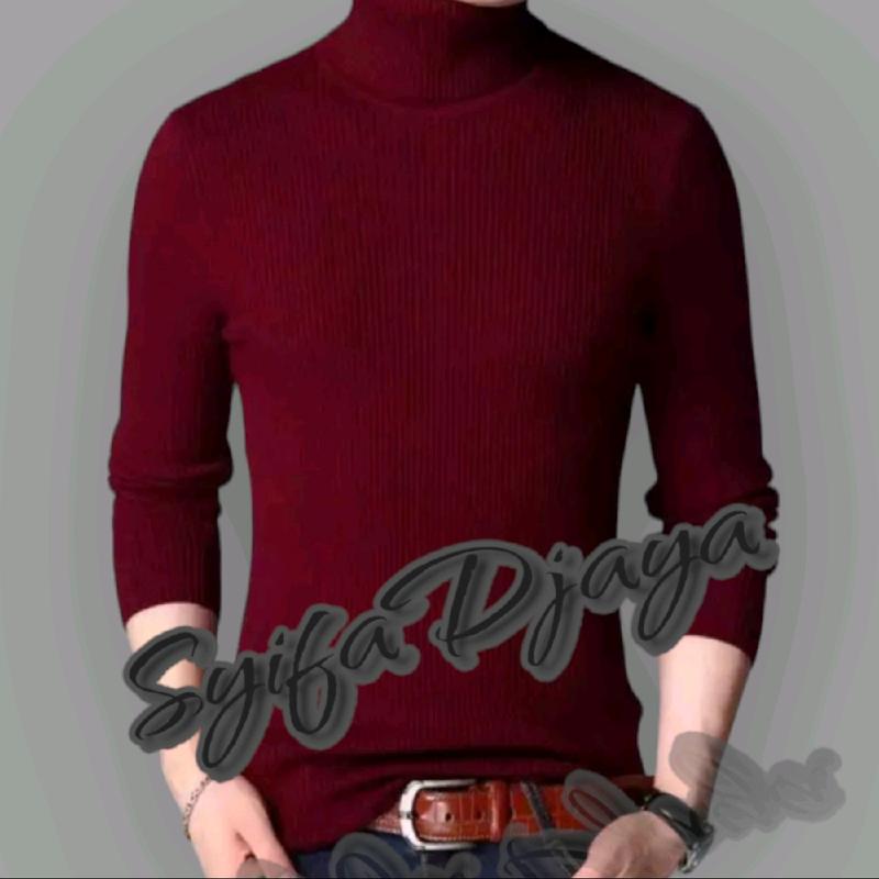 Sweater Pria Kerah tinggi/Sweater Rajut pria turtlaneck /Baj - Shop ...