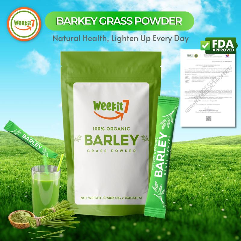 Weekit7 Barley Grass Powder Sachets | Superfood Boost for Energy ...