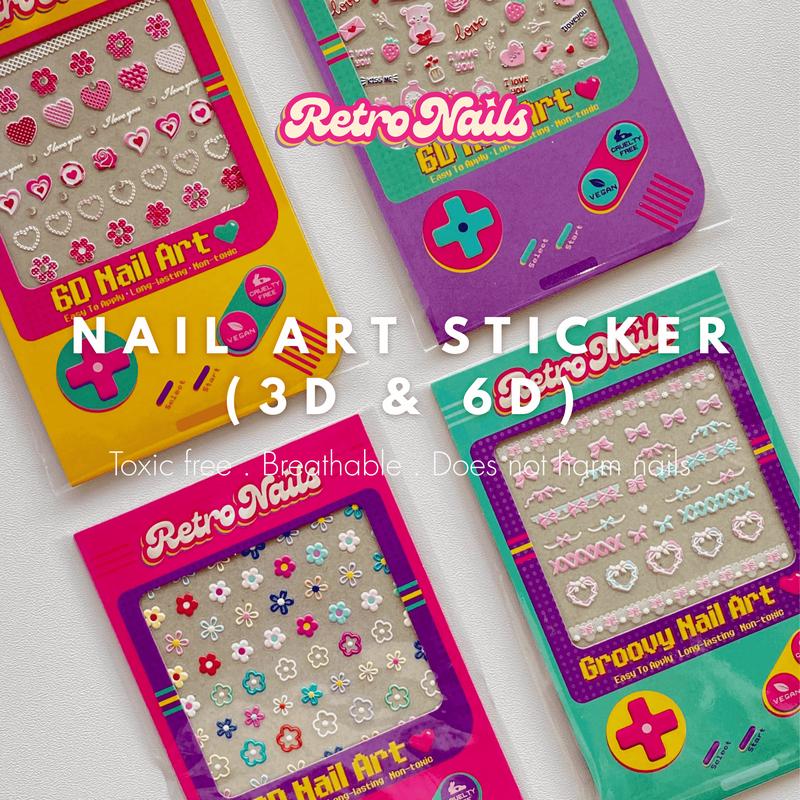 RETRO NAILS PELEKAT KUKU/NAIL STICKER 3D / 6D | Stiker Kuku Comel ...