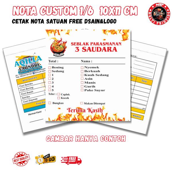 nota custom 1/6 gratis dsain ukuran 10x11 cm nota mini bon full color ...
