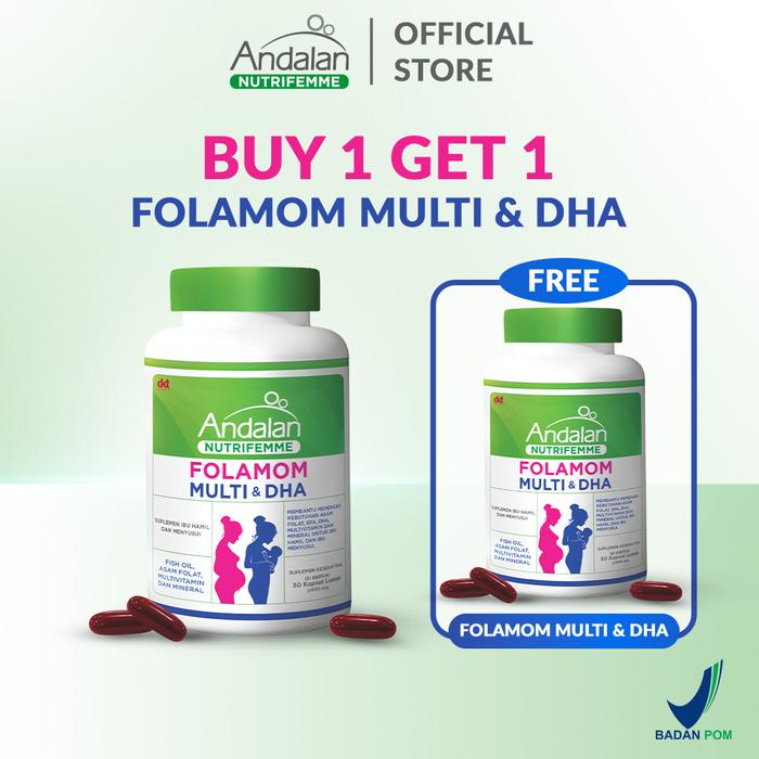 Promo B1G1 Andalan Nutrifemme Folamom Multi & DHA Botol Isi 30 Kaplet ...