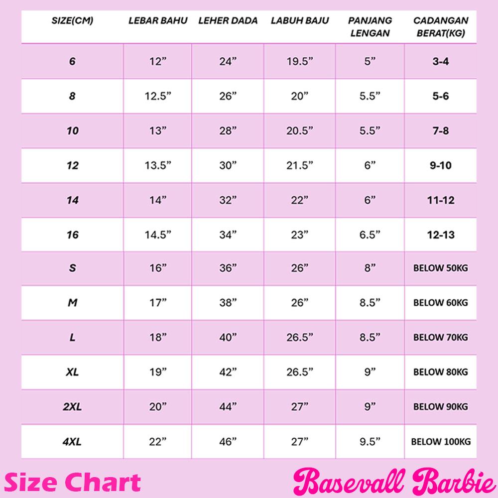 (KIDS - ADULT) CLEARSTOCK Baju Barbie Retro Baseball Design Round-Neck ...