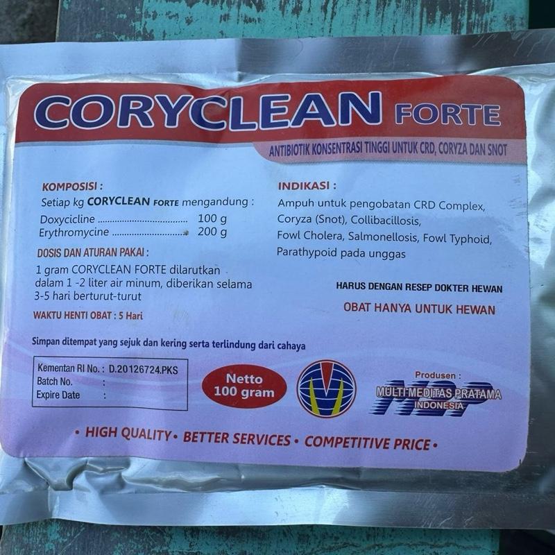 CORYCLEAN Forte 100 GRAM M2P - Obat Ayam Paling Ampuh - Obat Snot ...