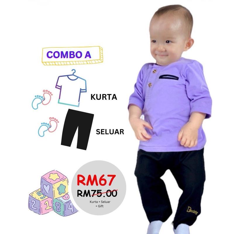 Kurta Baby Selesa Combo A Newborn Cotton Boys Breathable Sof - TikTok Shop Malaysia