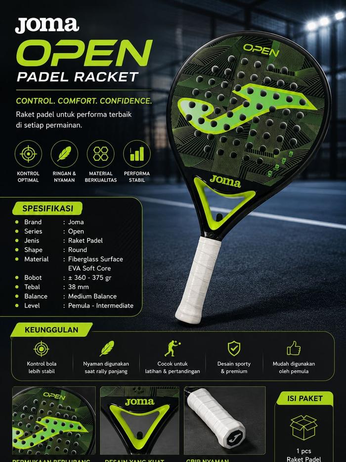 Promo Raket Padel Joma Open Grip Putih Beginner Round - Jakarta Utara ...