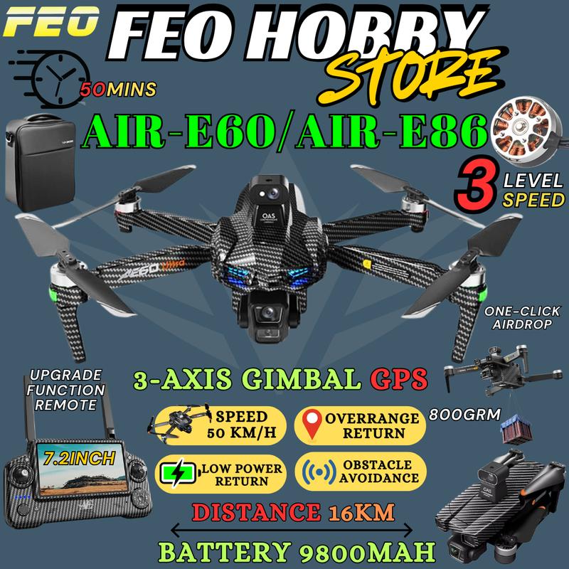 FEO AIR-E60 AIR-E86 PRO MAX 16KM GPS Drone 4K 3-axis GIMBAL 5G - TikTok ...