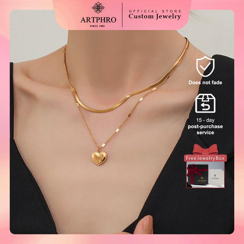 ARTPHRO LOVE Letter Heart Double-Layer Necklace - TikTok Shop Singapore
