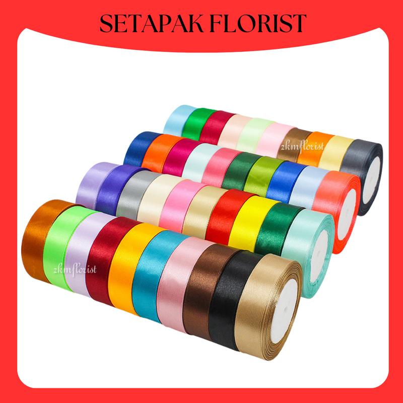 (22M) 2CM SATIN Ribbon Reben Riben Gift Satin Organza Flower Bouquet ...