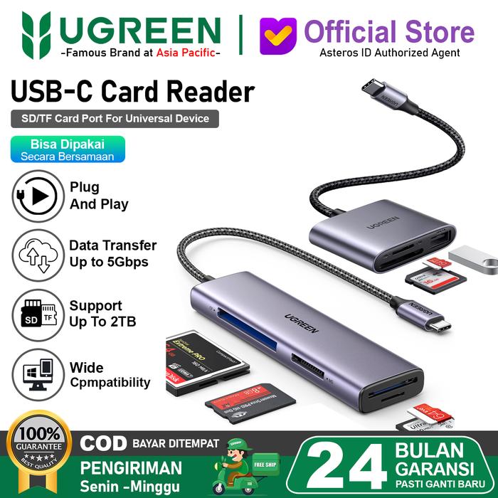 Jual UGREEN Card Reader 3in1 USB C To SD TF Card Multifunction 5Gbps ...
