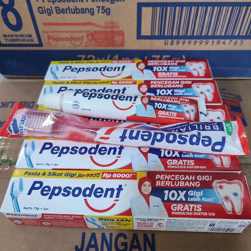 5 Odol Pepsodent 75 dan 5 Sikat Gigi 75 - Shop | Tokopedia