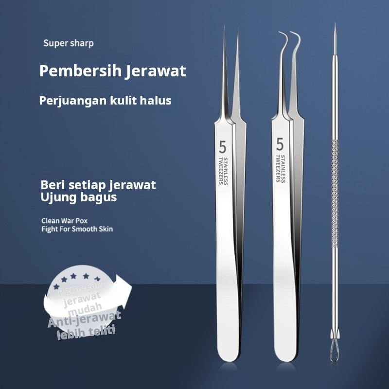 Cell Forceps Set untuk Penghilangan Blackhead, 3-Piece Kit Ekstraktor Jerawat dengan Ujung ...
