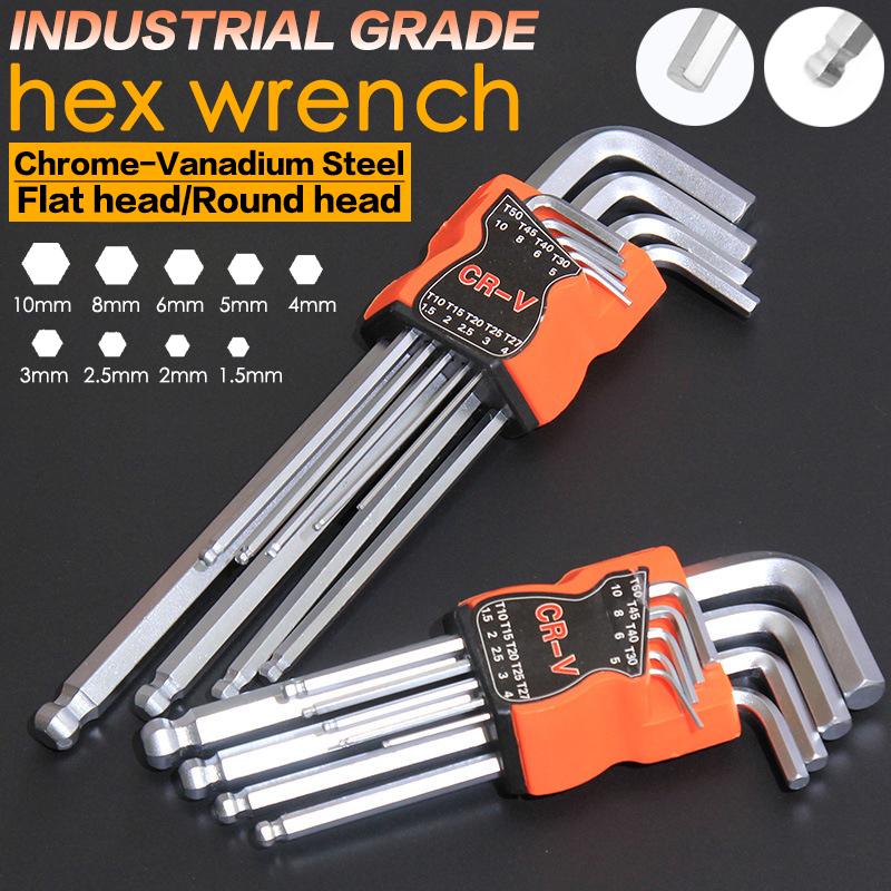 9pcs Ball Point Hex Allen Key Wrench Set Wrench Tools Set Matte ...