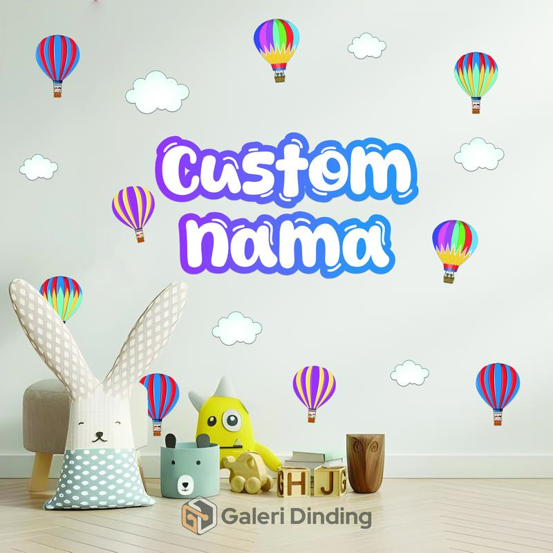 Stiker Hiasan Dinding Custom Nama Motif Balon Udara | Dekorasi - Shop ...